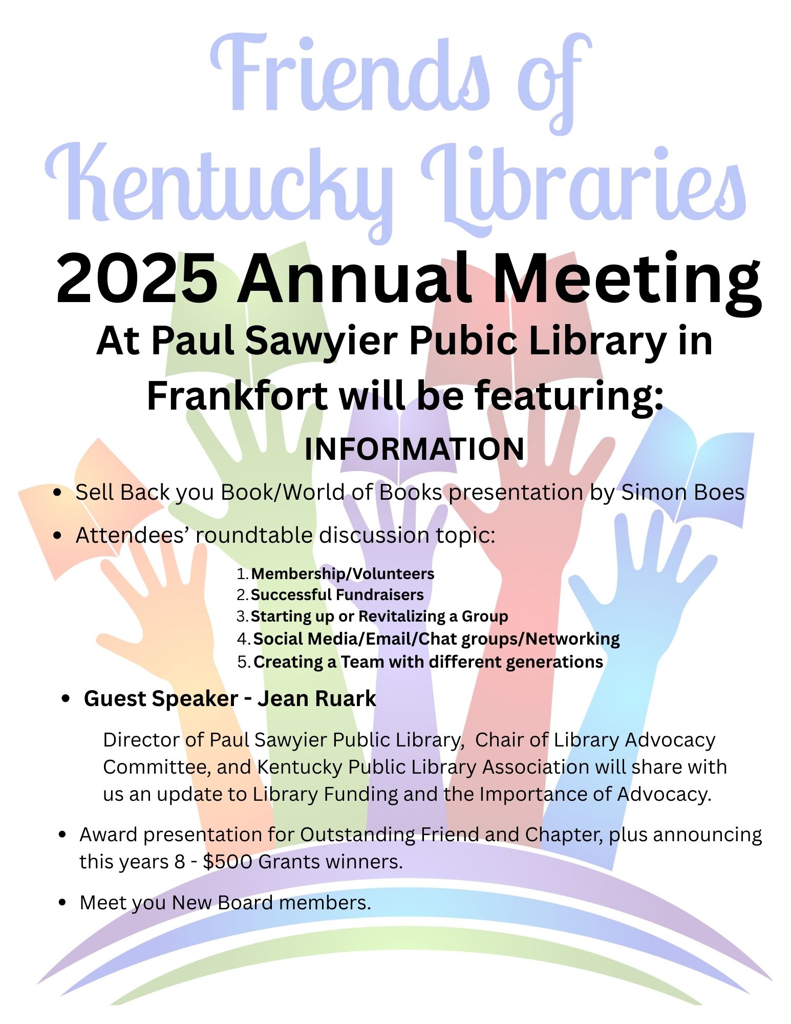 Annual Meeting Agenda – Friends of Kentucky Libraries Inc